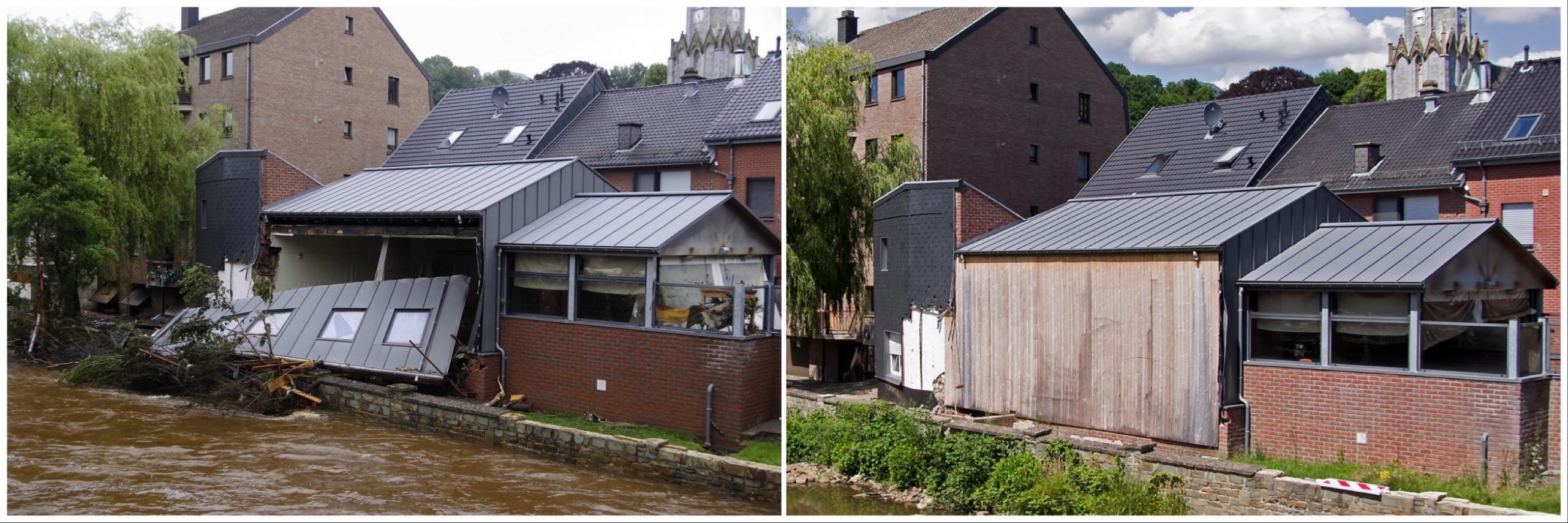 Die Eupener Unterstadt ist auch ein Jahr nach der Flut von Normalität noch weit entfernt ...